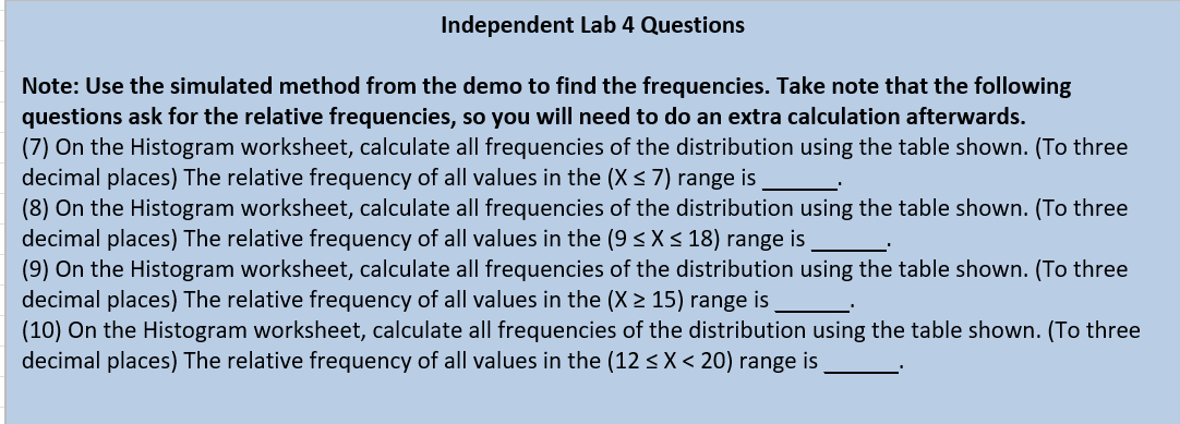 Solved Independent Lab 4 ﻿QuestionsNote: Use the simulated | Chegg.com
