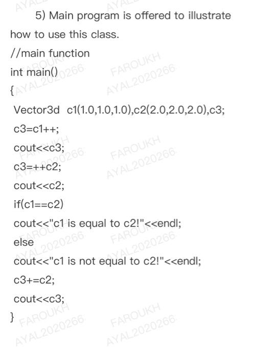 Solved AYAL 2020 AYAL 2020 Create a class called Vector3d | Chegg.com