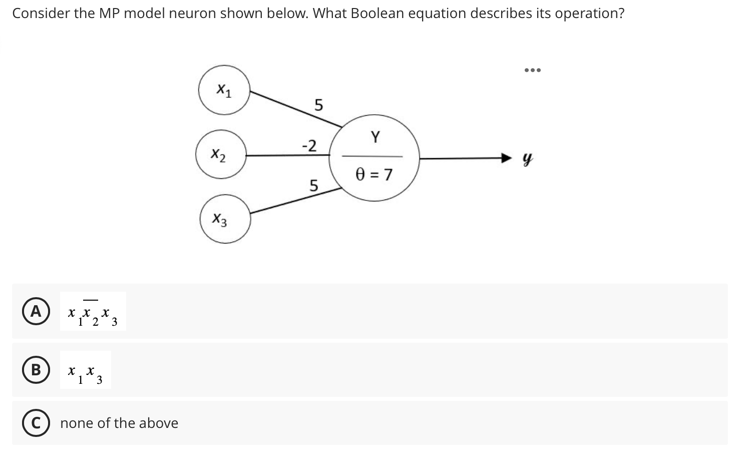Solved Consider the MP model neuron shown below. What | Chegg.com