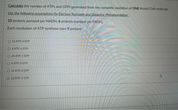 Solved Calculate the number of ATPs and GTPs generated from | Chegg.com