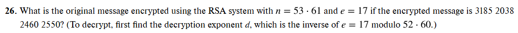 What is ﻿the original message encrypted using the RSA | Chegg.com