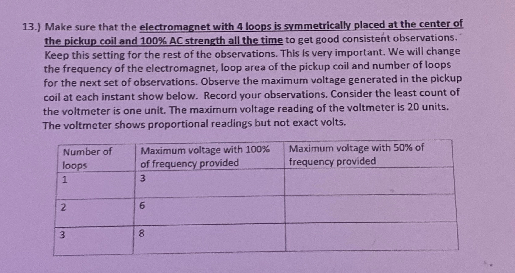 Solved 13.) ﻿Make sure that the electromagnet with 4 ﻿loops | Chegg.com
