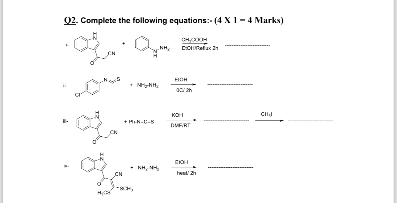 Solved O2. ﻿Complete the following equations:- ( 4x1=4 | Chegg.com