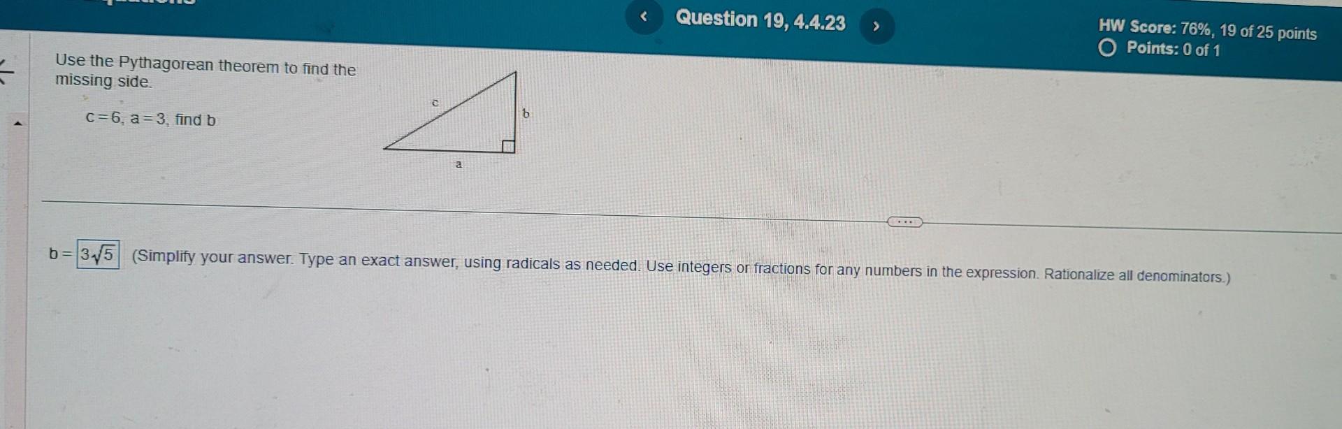 Solved Use the Pythagorean theorem to find the unknown side | Chegg.com