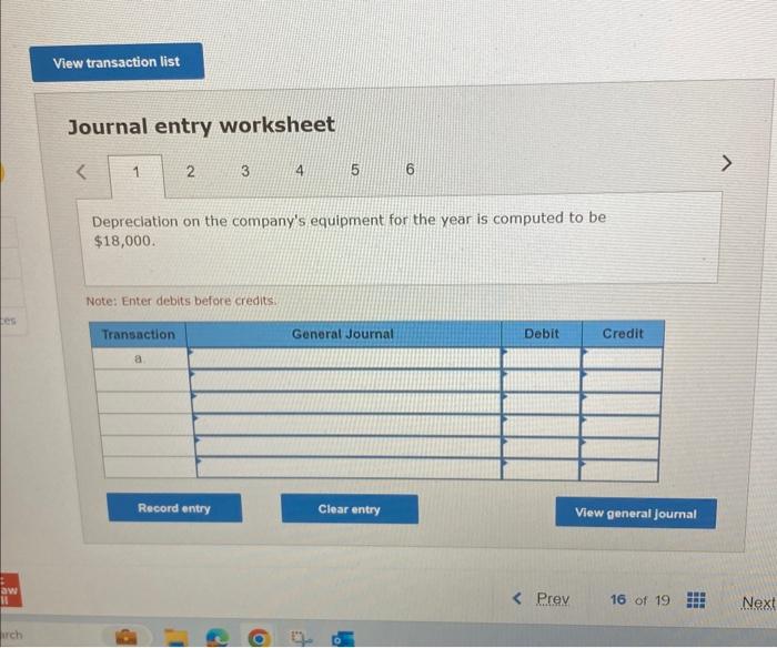 Solved ces aw 11 arch View transaction list Journal entry | Chegg.com