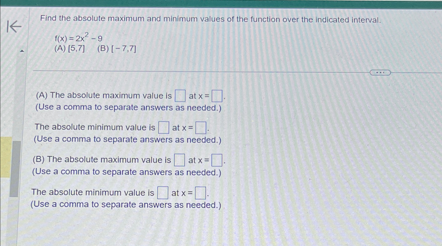 Solved Find the absolute maximum and minimum values of the | Chegg.com