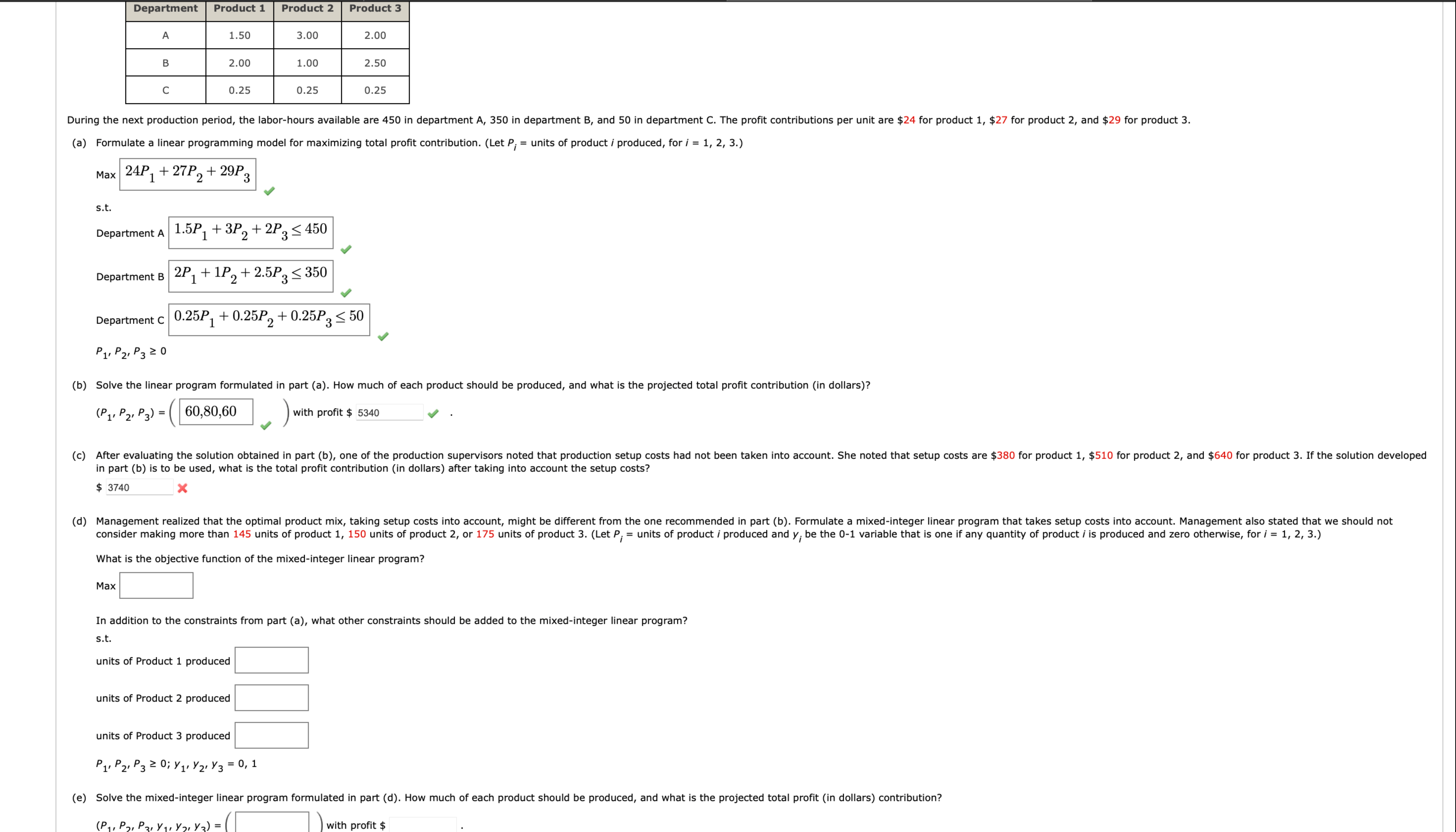 Solved (a) ﻿Formulate a linear programming model for | Chegg.com