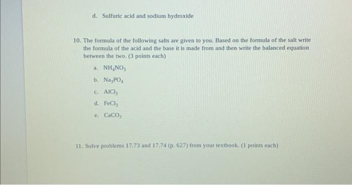 Solved 9. Write a balanced neutralization reaction between | Chegg.com