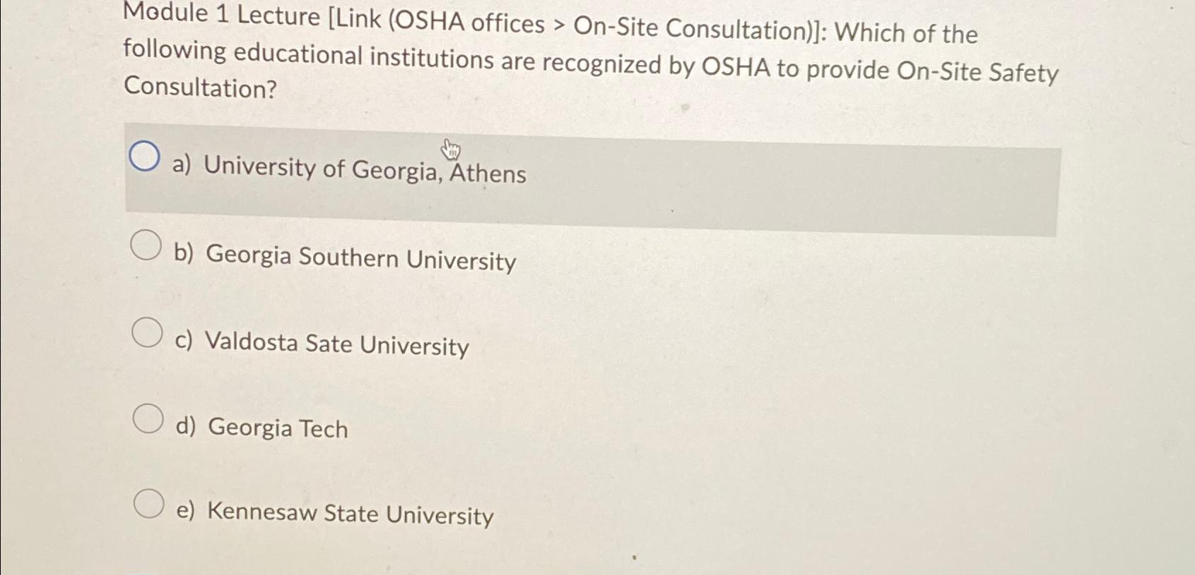 Solved Module 1 ﻿Lecture [Link (OSHA offices > ﻿On-Site | Chegg.com