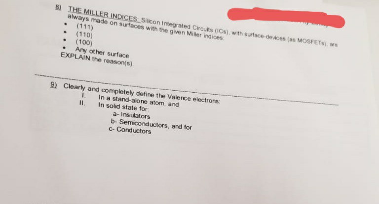 Solved B) THE MILLER INDICES_Silicon Integrated Circuits | Chegg.com