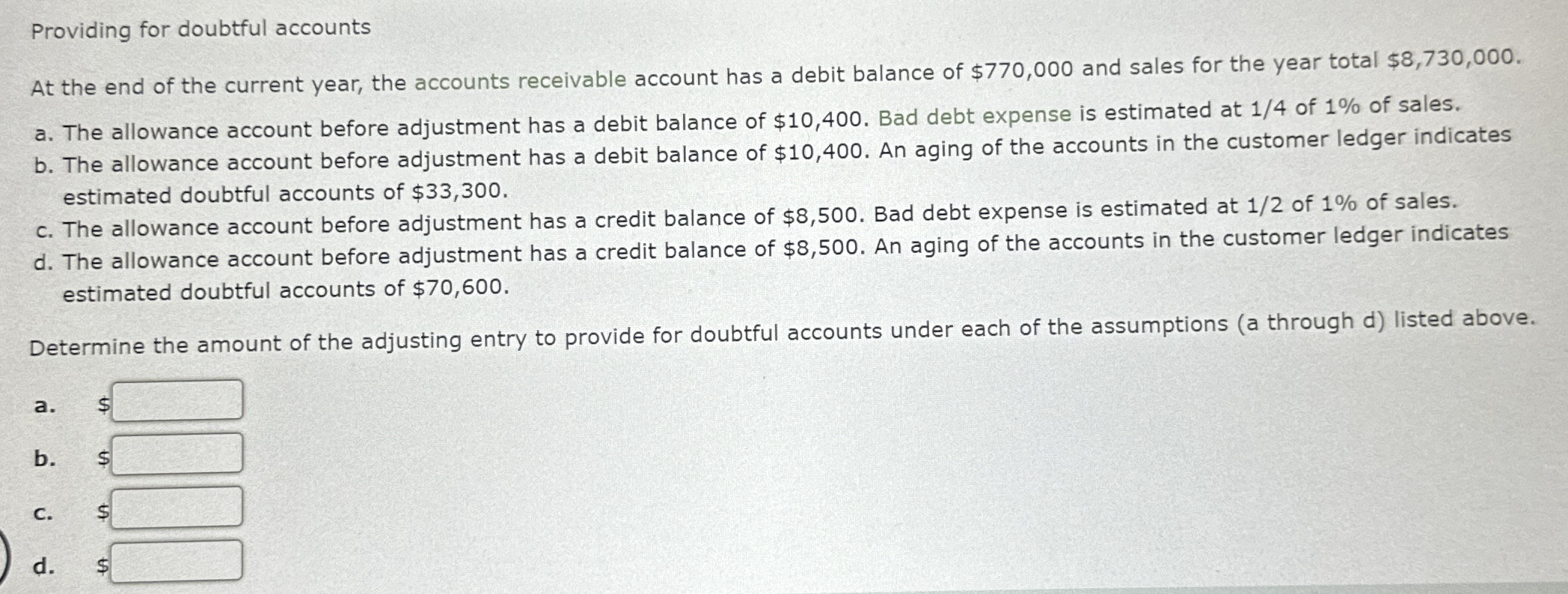 Solved Providing for doubtful accountsAt the end of the | Chegg.com