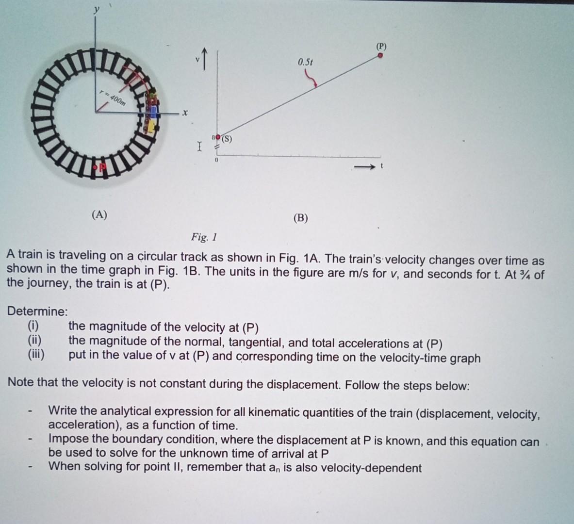 Solved (A) (B) Fig. 1 A train is traveling on a circular | Chegg.com