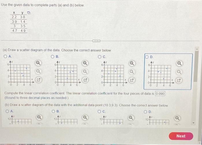 Solved Use the given data to complete parts (a) and (b) | Chegg.com