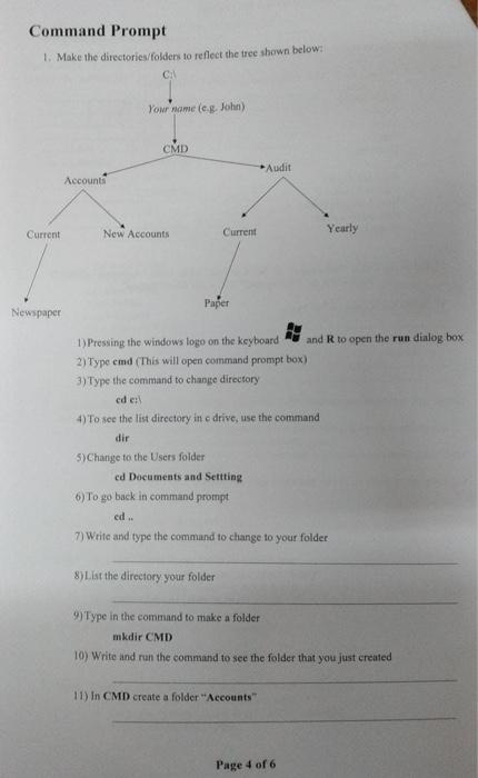 Solved 1. Make the directories/folden to reflect the tree | Chegg.com