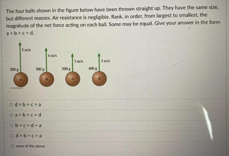Solved The four balls shown in the figure below have been | Chegg.com