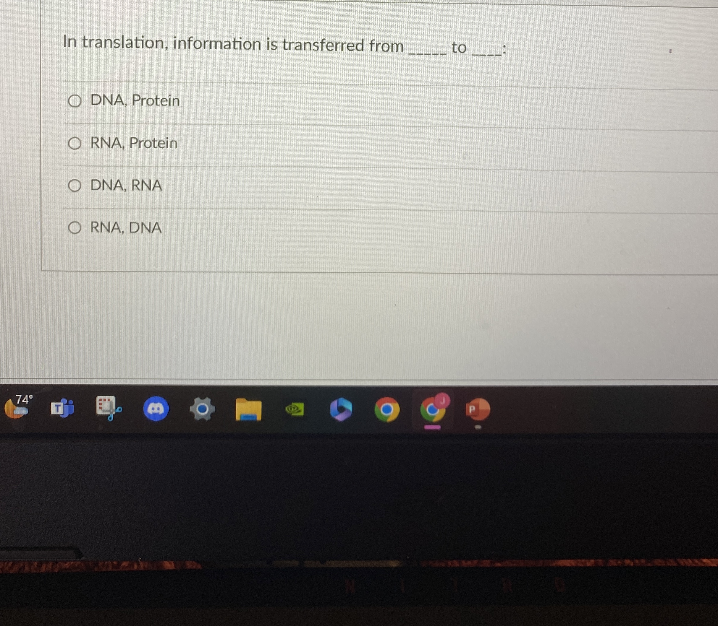 Solved In translation, information is transferred from q, | Chegg.com