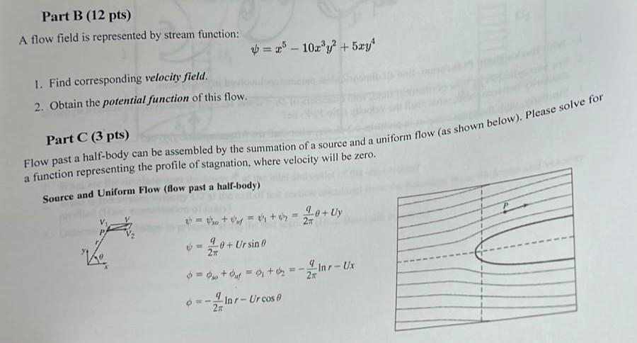 Solved Part B (12 pts) A flow field is represented by stream | Chegg.com