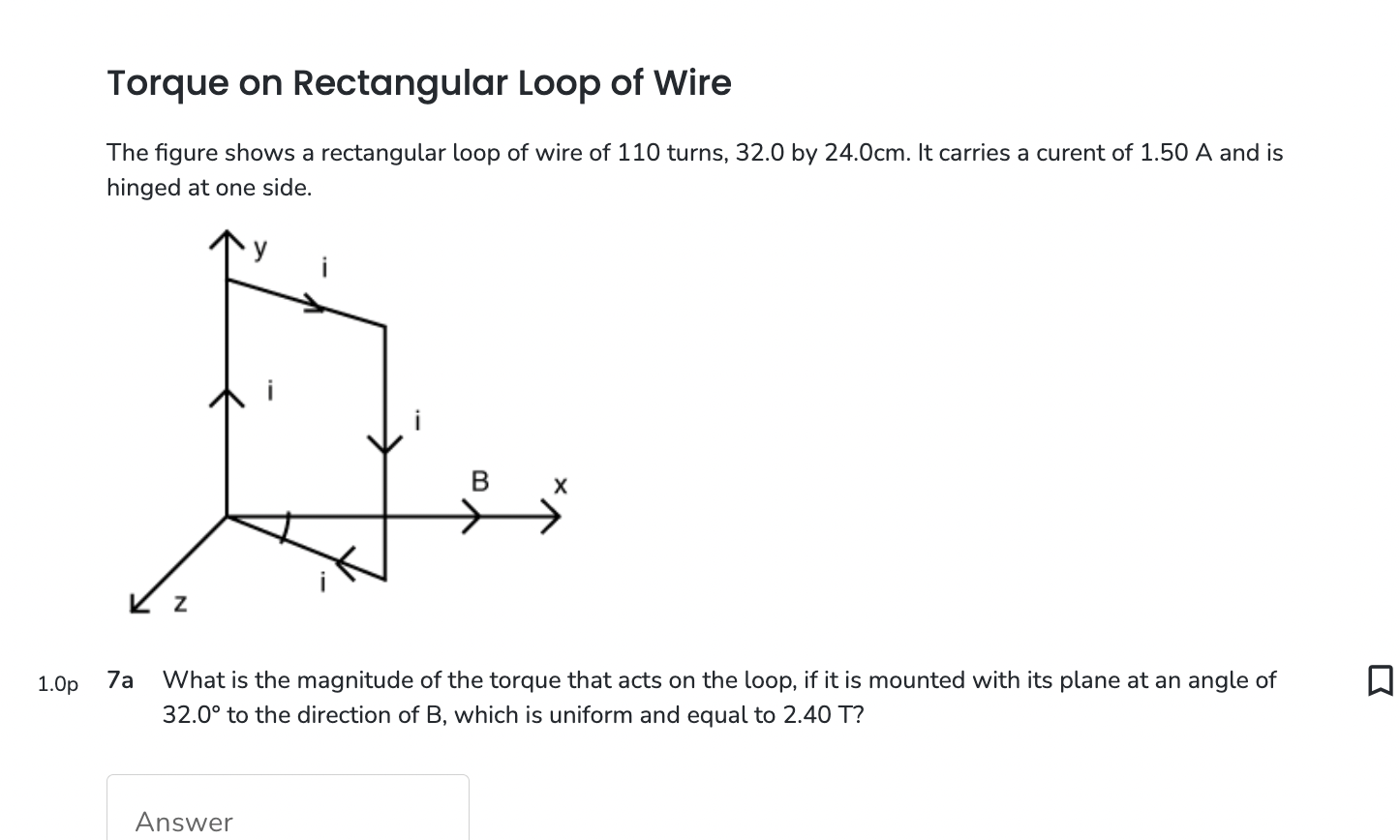 Solved Torque on Rectangular Loop of WireThe figure shows a | Chegg.com