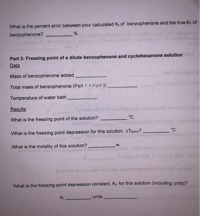 Part 1: The freezing point of pure benzophenone Data | Chegg.com
