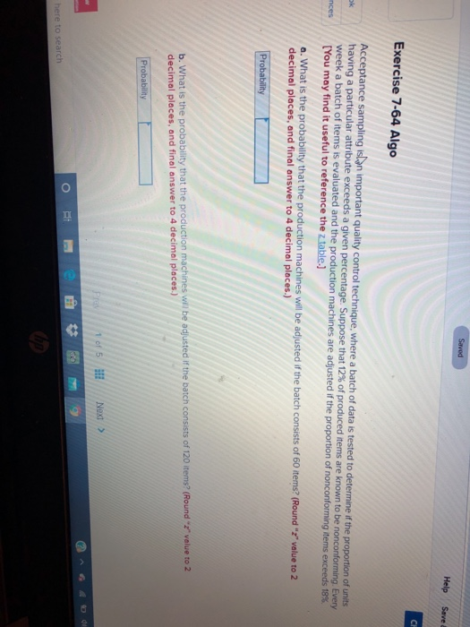 Solved Saved Help Save Exercise 7-64 Algo Acceptance | Chegg.com