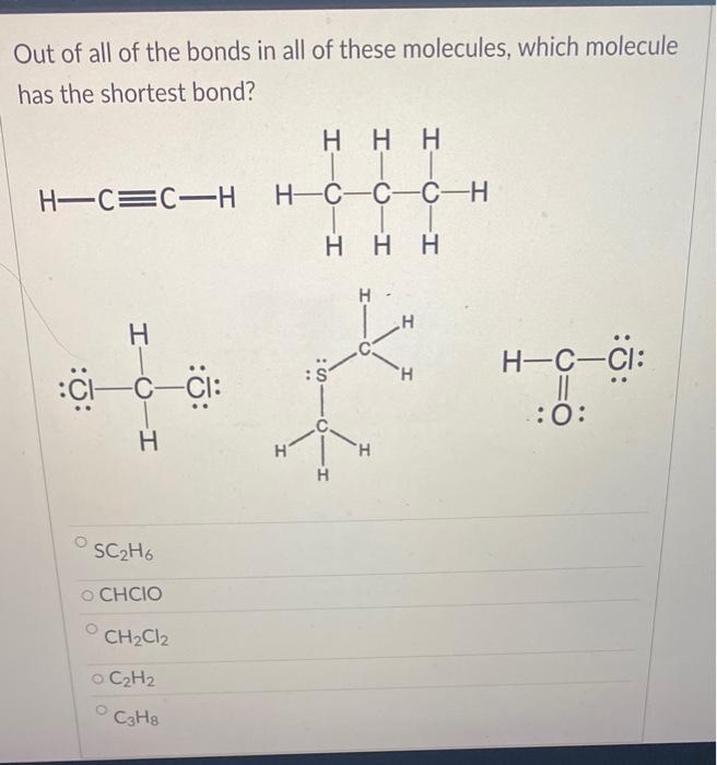 Solved Out of all of the bonds in all of these molecules, | Chegg.com