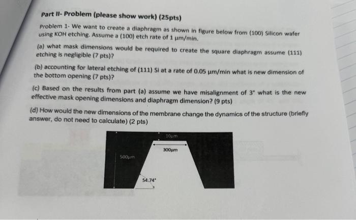 Solved Part II- Problem (please show work) (25pts) Problem | Chegg.com