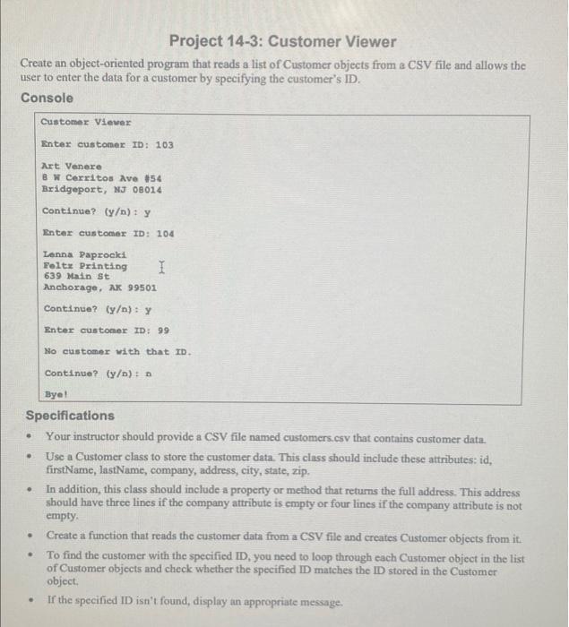Solved Project 7-3: Contact Manager Create a program that a | Chegg.com