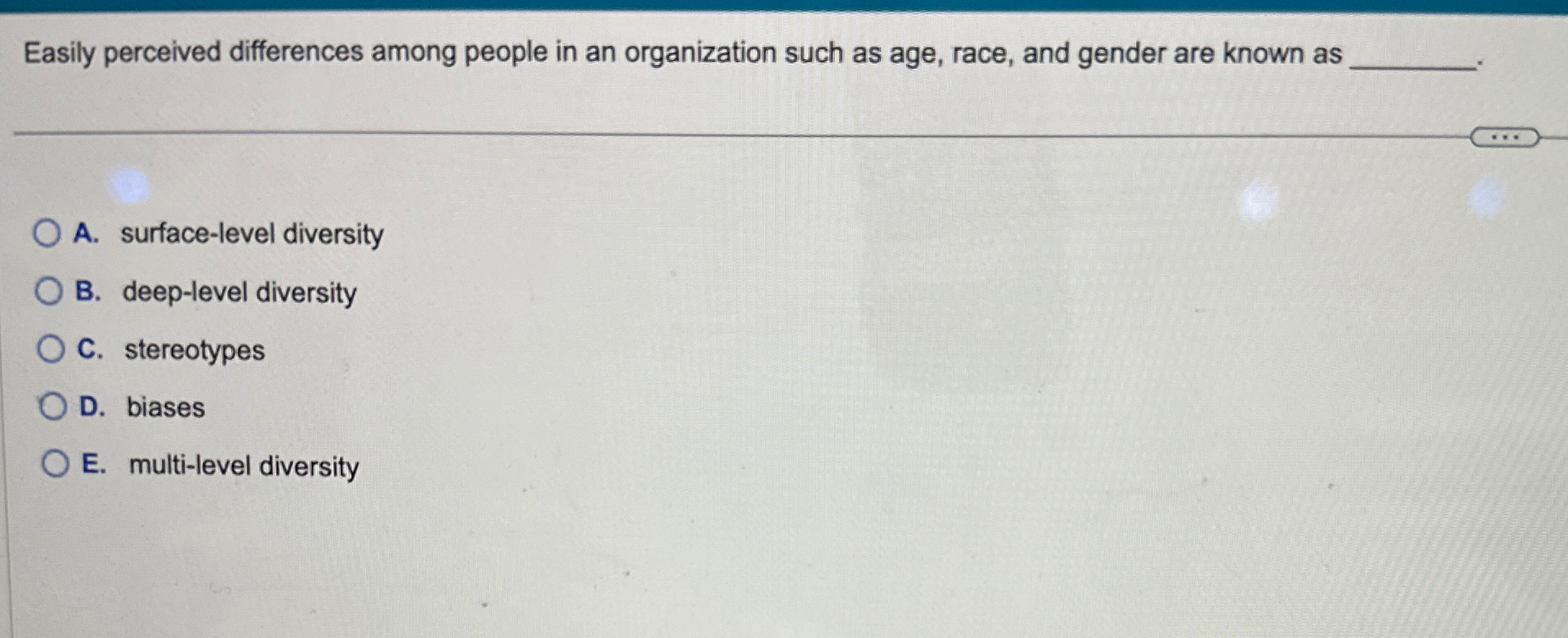 Solved Easily perceived differences among people in an | Chegg.com