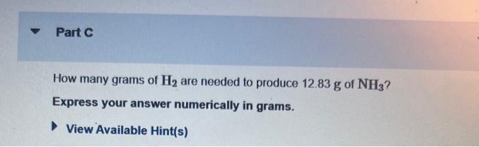 Solved How many grams of H2 are needed to produce 12.83 g of | Chegg.com