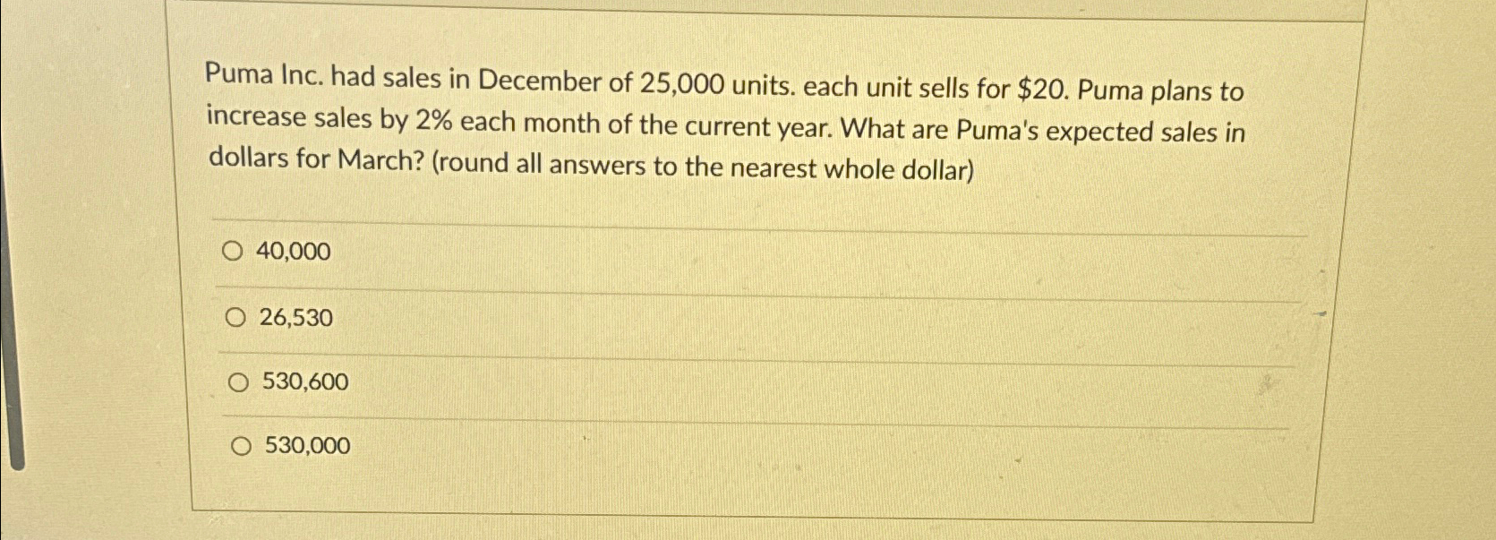 Solved Puma Inc. had sales in December of 25,000 ﻿units. | Chegg.com