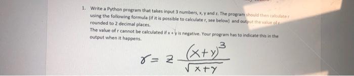 Solved 1. Write a Python program that takes input 3 numbers, | Chegg.com