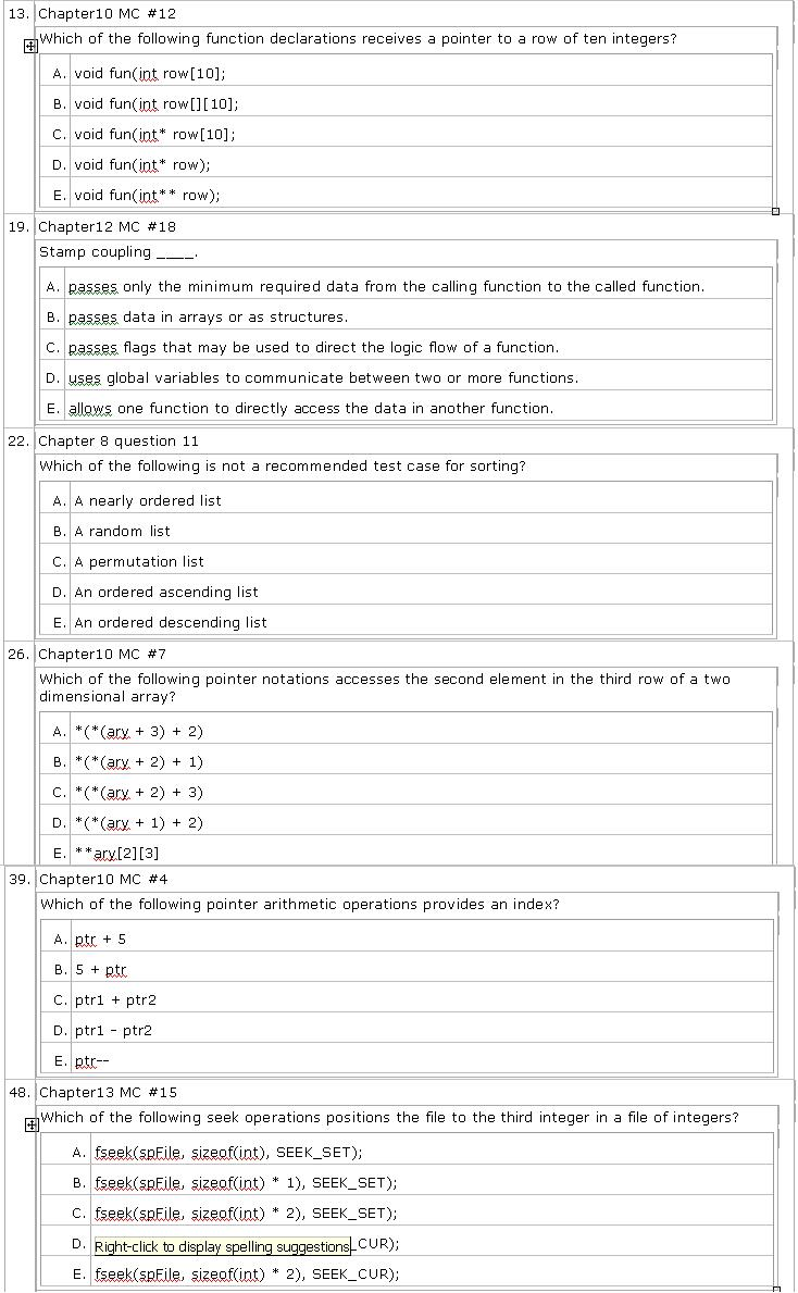 Solved Which Of The Following Function Declarations Receives