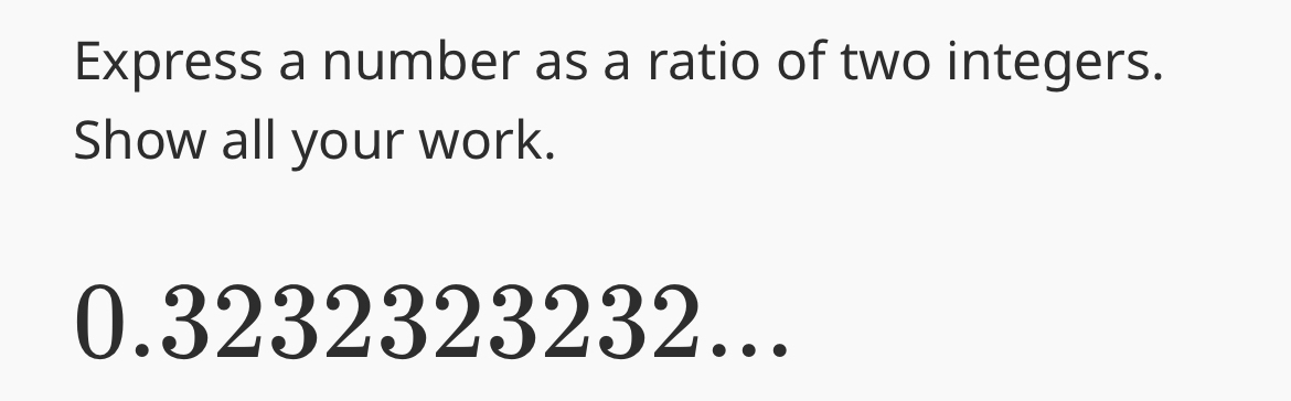 Solved Express a number as a ratio of two integers. Show all | Chegg.com