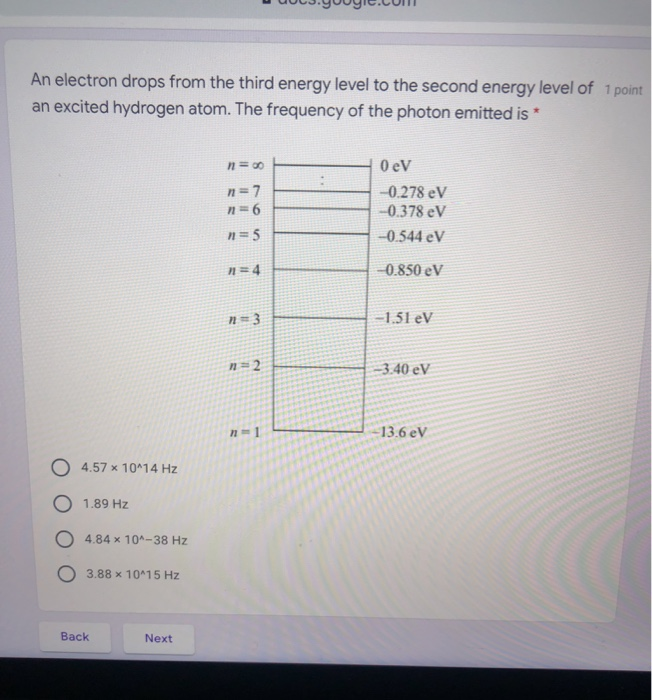 Solved An Electron Drops From The Third Energy Level To The