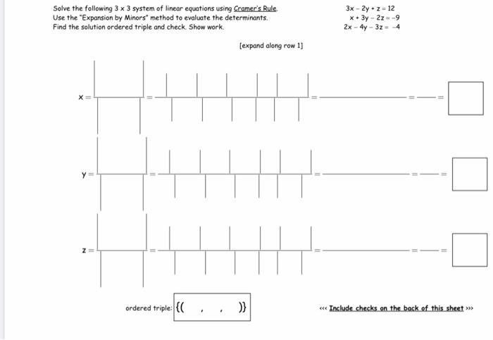 Solved Solve the Following 3x3 system of linear equations | Chegg.com