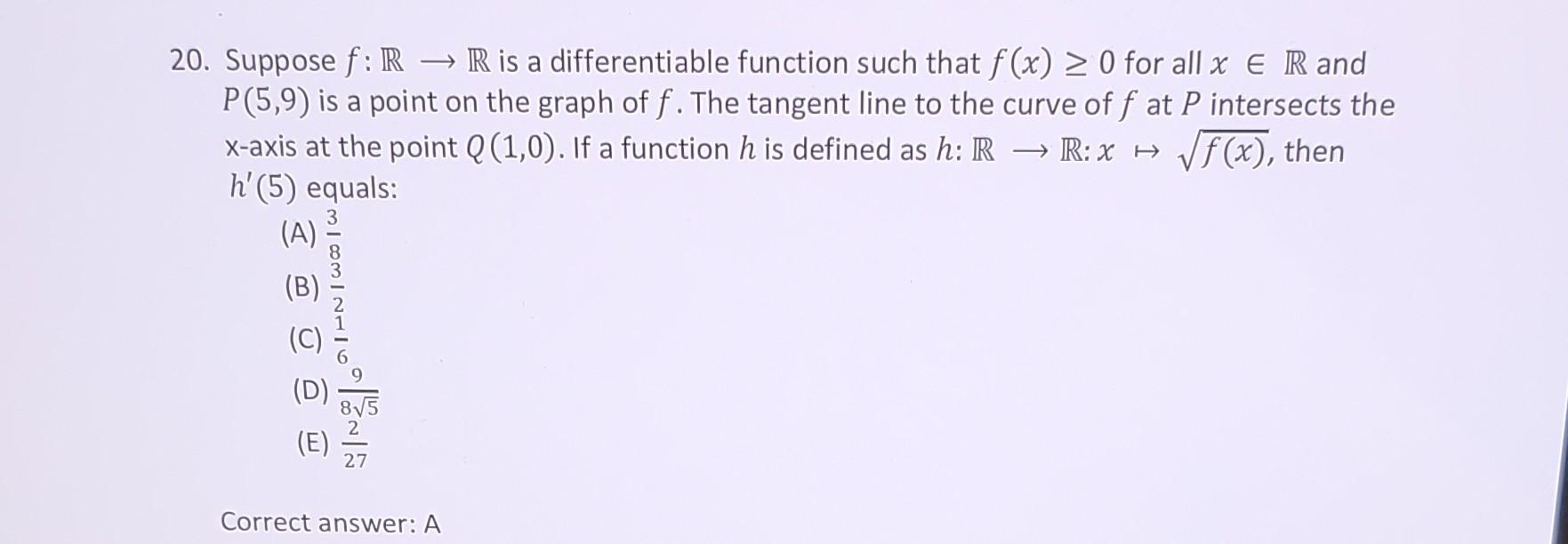 Solved 20. Suppose \\( f: \\mathbb{R} \\rightarrow | Chegg.com