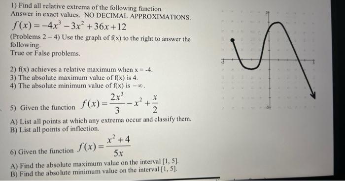 Solved 1) Find all relative extrema of the following | Chegg.com