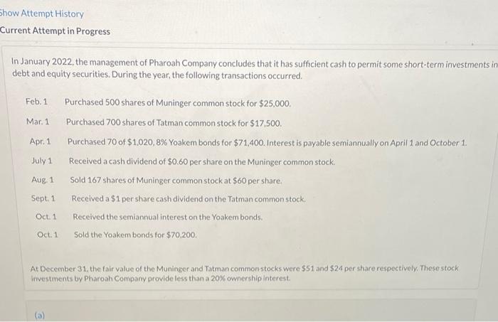 Solved Show Attempt History Current Attempt in Progress In | Chegg.com