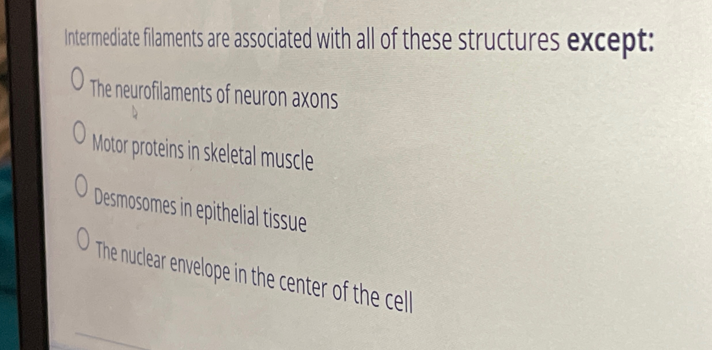 Solved Intermediate filaments are associated with all of | Chegg.com