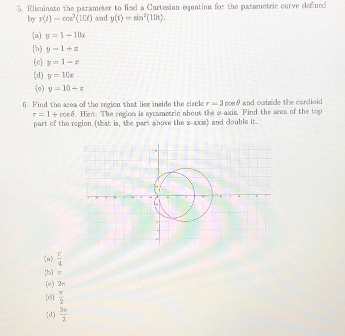 Solved 5. Eliminate the parameter to find a Cartesian | Chegg.com