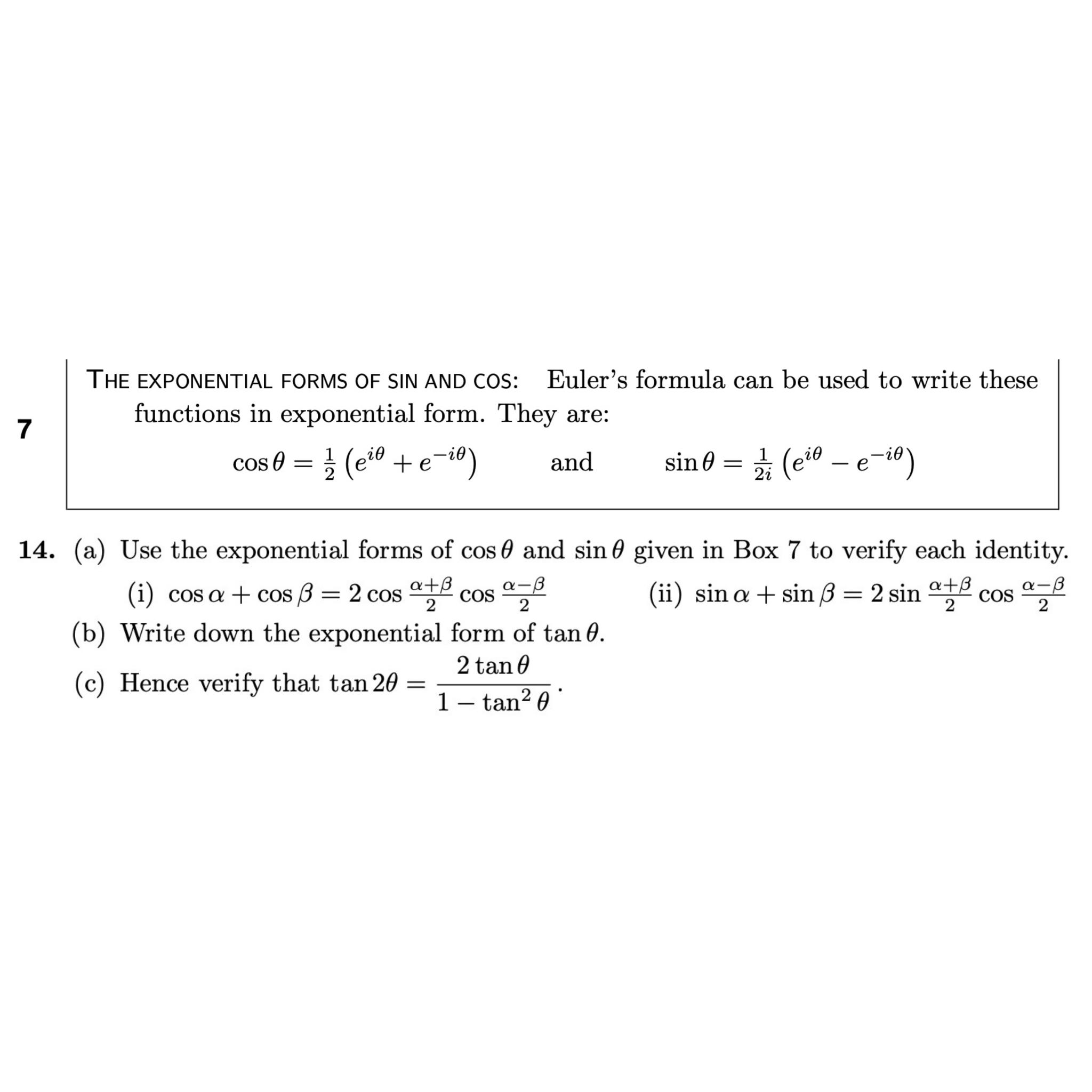 Solved THE EXPONENTIAL FORMS OF SIN AND COS: Euler's formula | Chegg.com