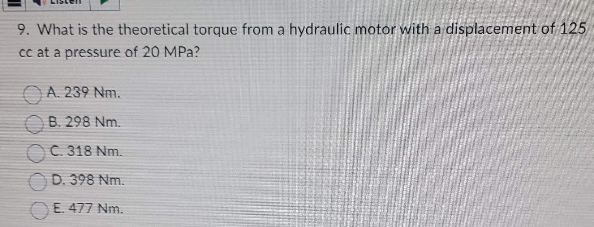 Solved What is the theoretical torque from a hydraulic motor | Chegg.com