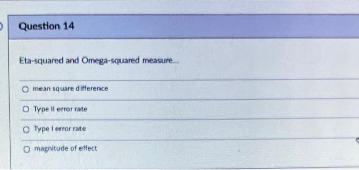 Solved Question 14 Eta-squared and Omega-squared measure... | Chegg.com