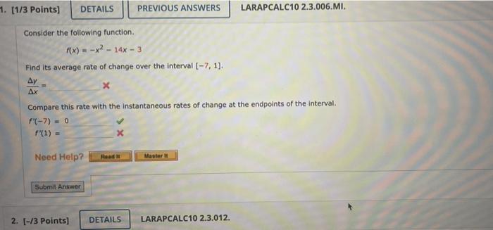 Solved 1. (1/3 Points) DETAILS PREVIOUS ANSWERS LARAPCALC10 | Chegg.com Solved 1. (1/3 Points) DETAILS PREVIOUS ANSWERS LARAPCALC10 | Chegg.com