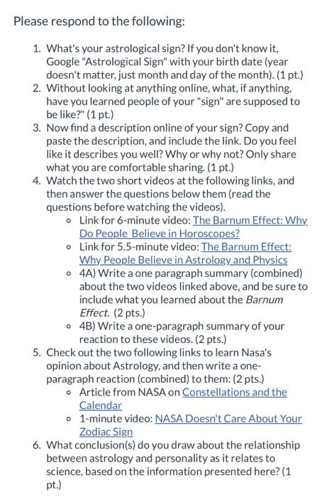 Solved what you are comfortable sharing. (1 pt.) 4. Watch | Chegg.com