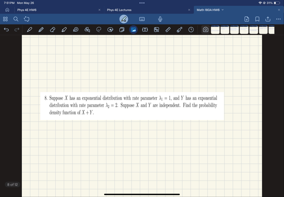 Solved Suppose x ﻿has an exponential distribution with rate | Chegg.com