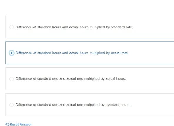Solved Difference of standard hours and actual hours | Chegg.com