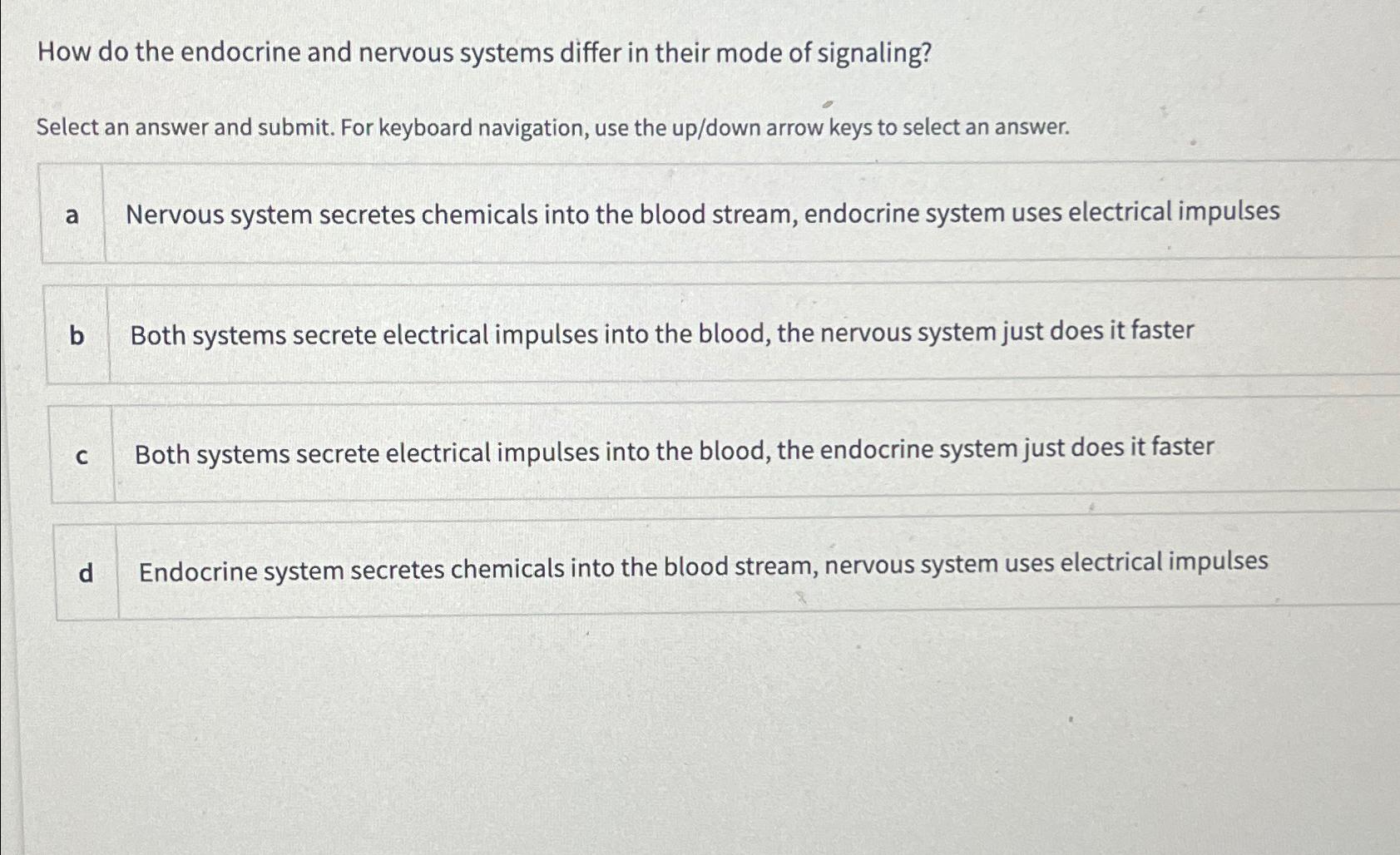 Solved How do the endocrine and nervous systems differ in | Chegg.com
