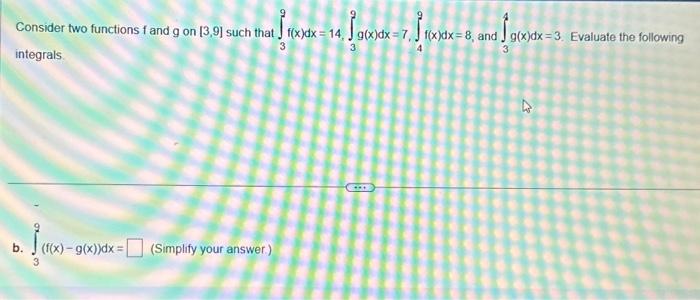 Solved Consider two functions f and g on [3,9] such that | Chegg.com