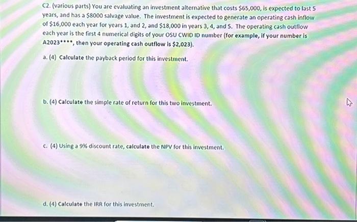 Solved using excel and the excel formulas to complete the | Chegg.com